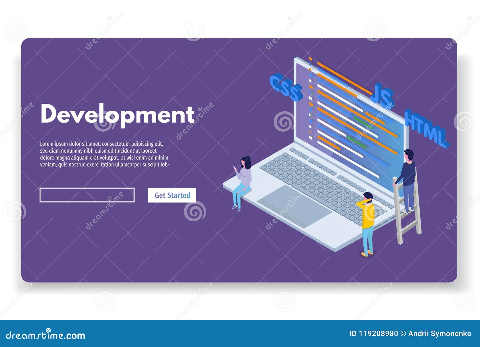 Software Development Isometric Programmer At Work Big Data Processing Stock Vector