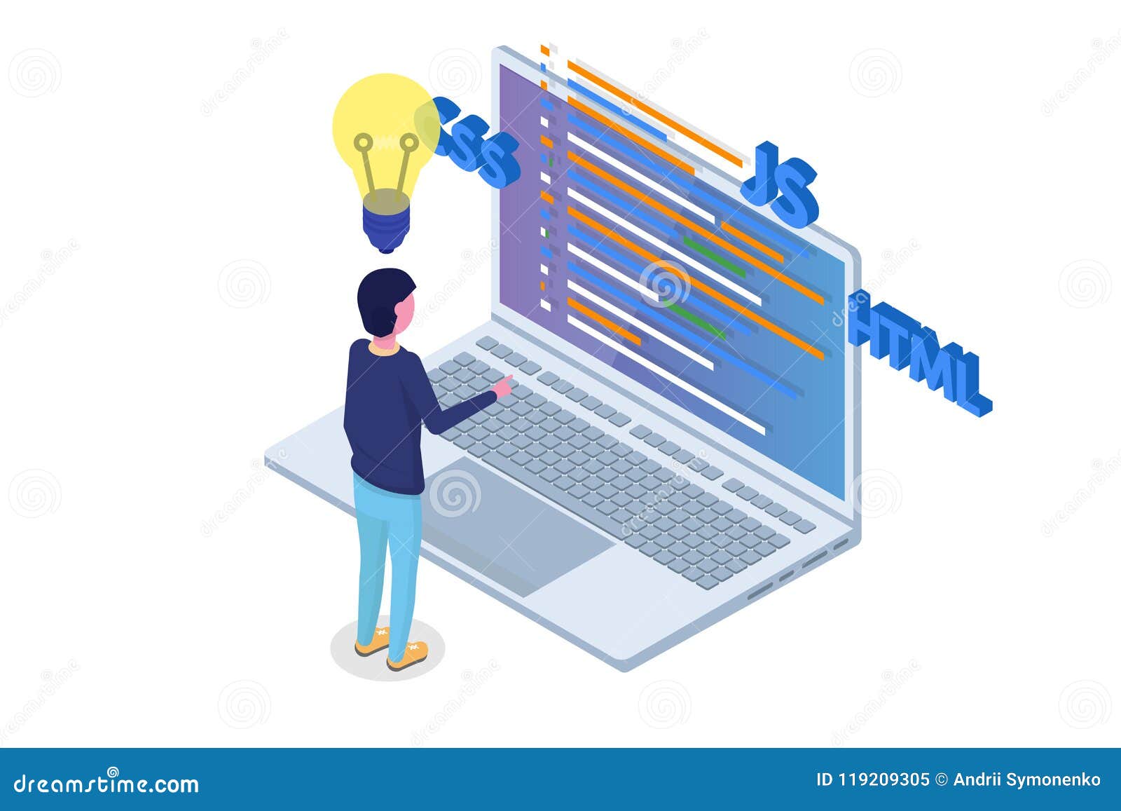 Software Development Isometric Programmer At Work Big Data Processing