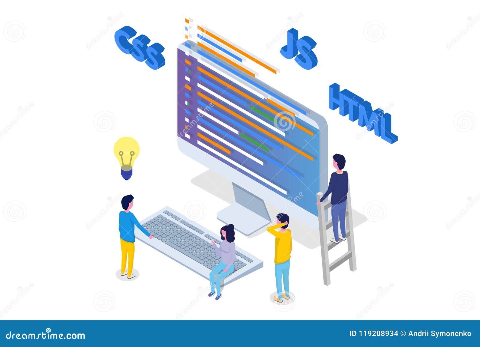 Software Development Isometric Programmer At Work Big Data Processing Stock Vector