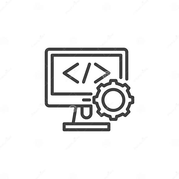 Software Development Line Icon Stock Vector Illustration Of Pixel Clipart 316694759