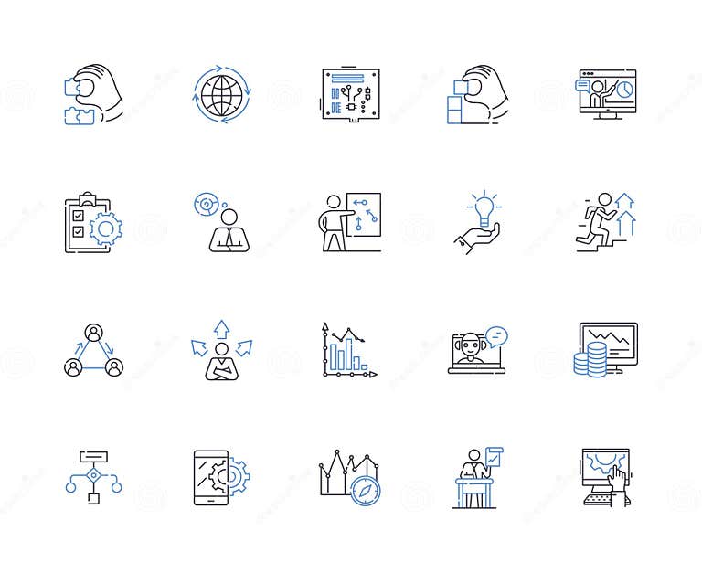 Software Development Line Icons Collection Programming Algorithms Debugging Testing Design 