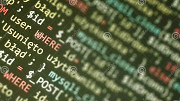 Software Development Monitor Screen Background. Developer Display with Source Code Editorial ...