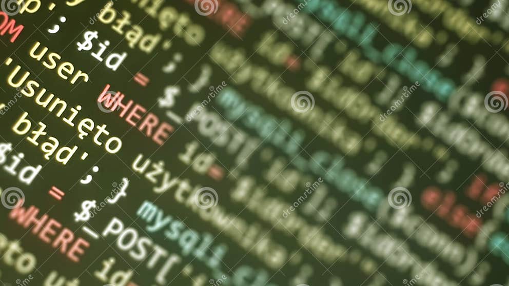 Software Development Monitor Screen Background. Developer Display with Source Code Editorial ...