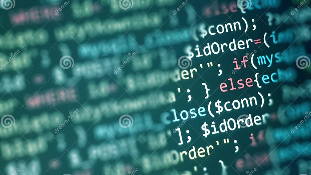 Software Development Monitor Screen Background. Developer Display with Source Code Editorial ...