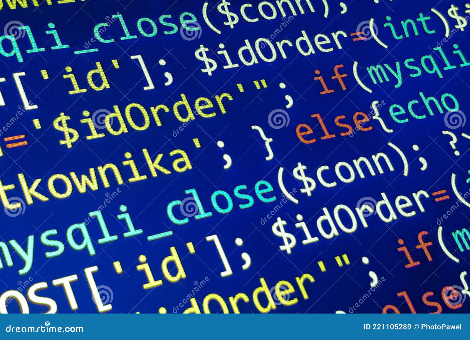 Software Development Pattern. Programmer Monitor with Php Language Code ...