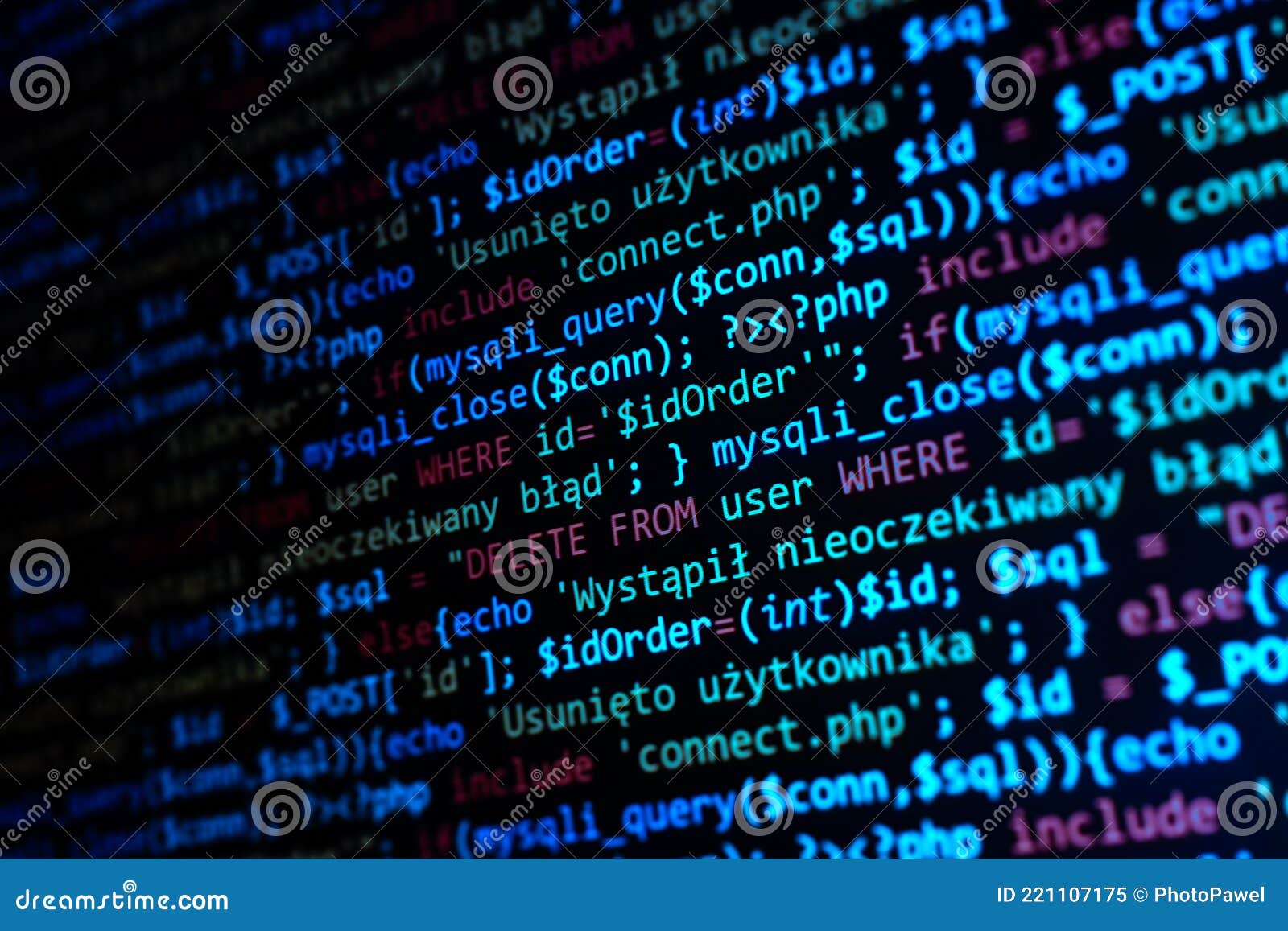 Software Development Pattern. Programmer Monitor with Php Language Code ...