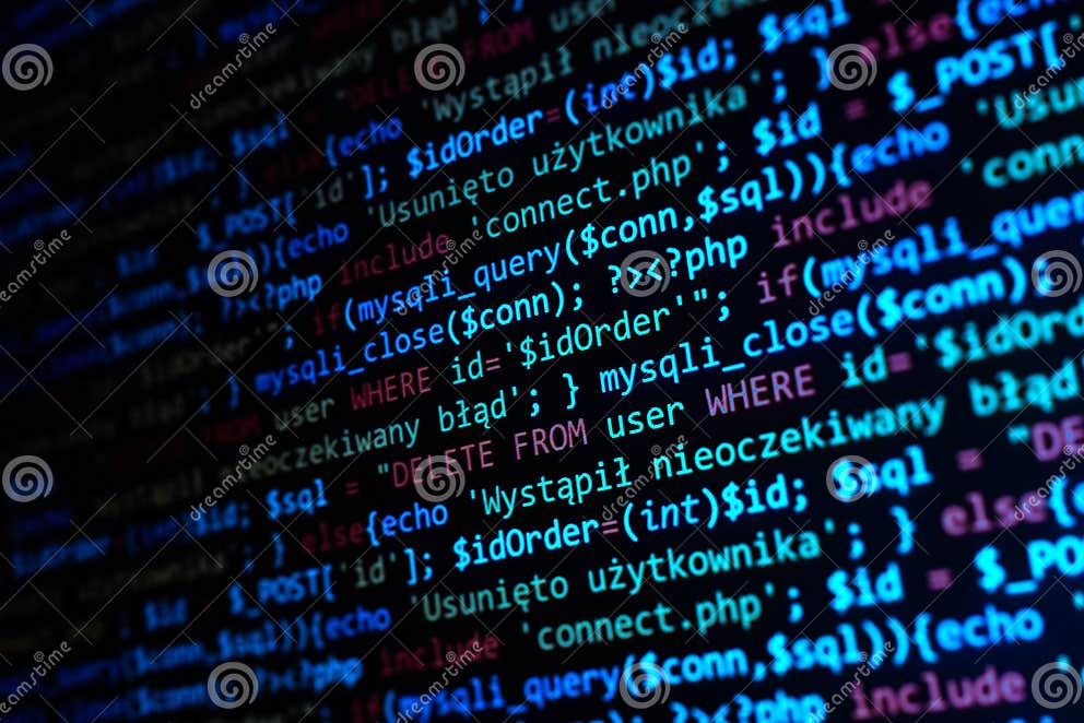 Software Development Pattern. Programmer Monitor with Php Language Code ...