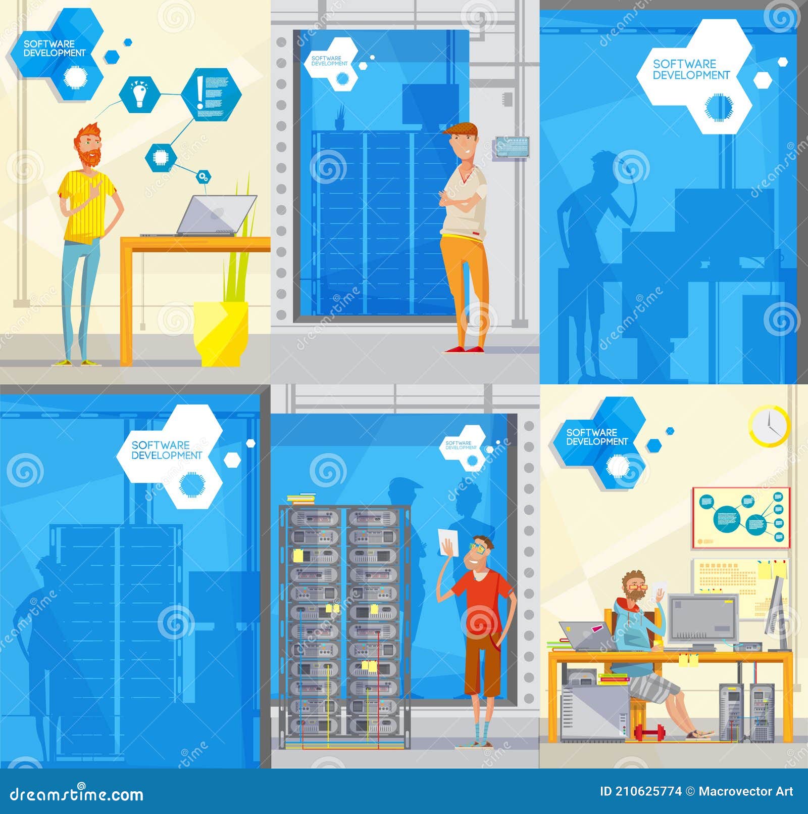 Software Development Posters Set Stock Vector - Illustration of coding ...