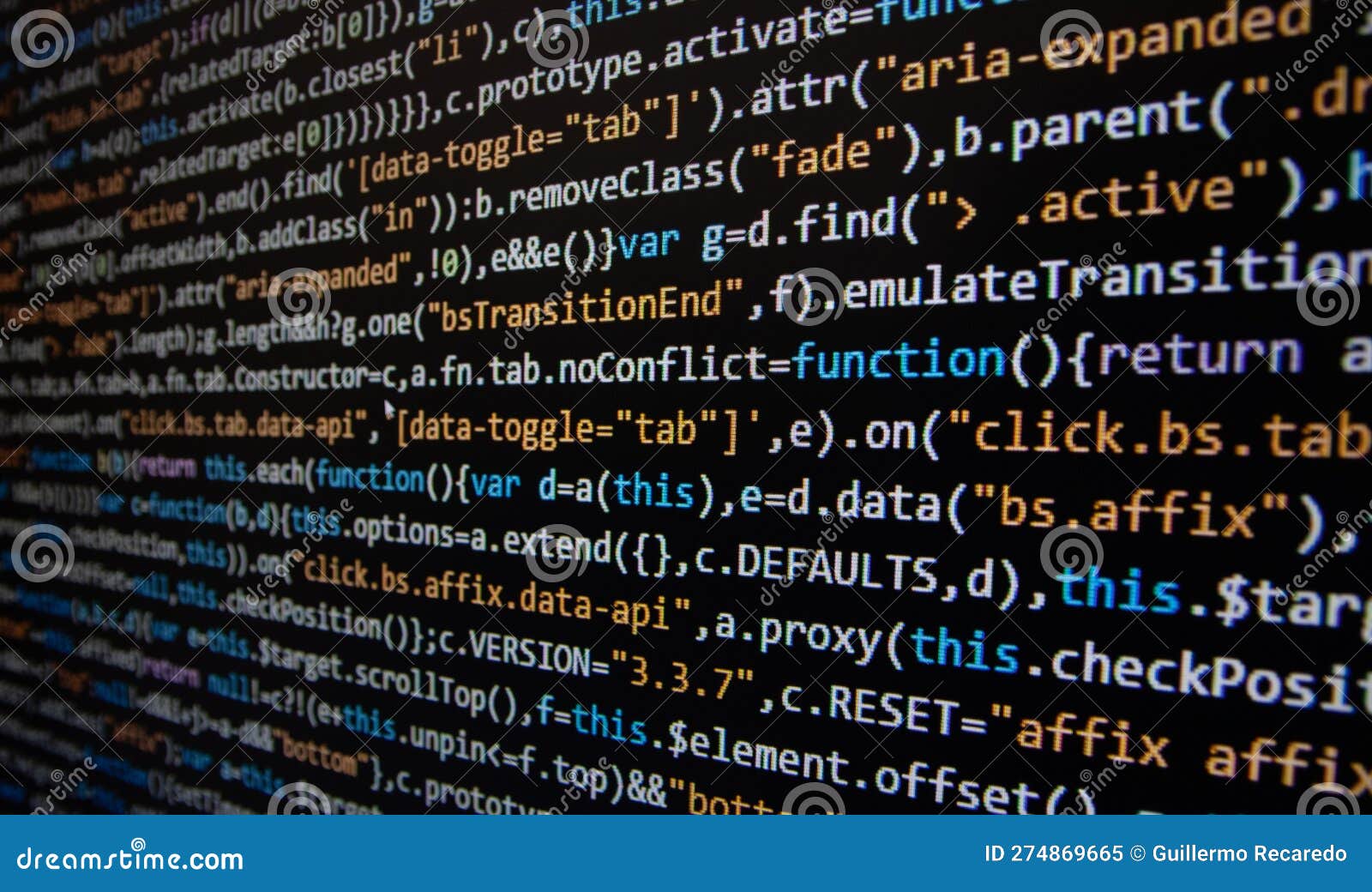 Software Development. Programmer Coding on the Computer Monitor. Close ...