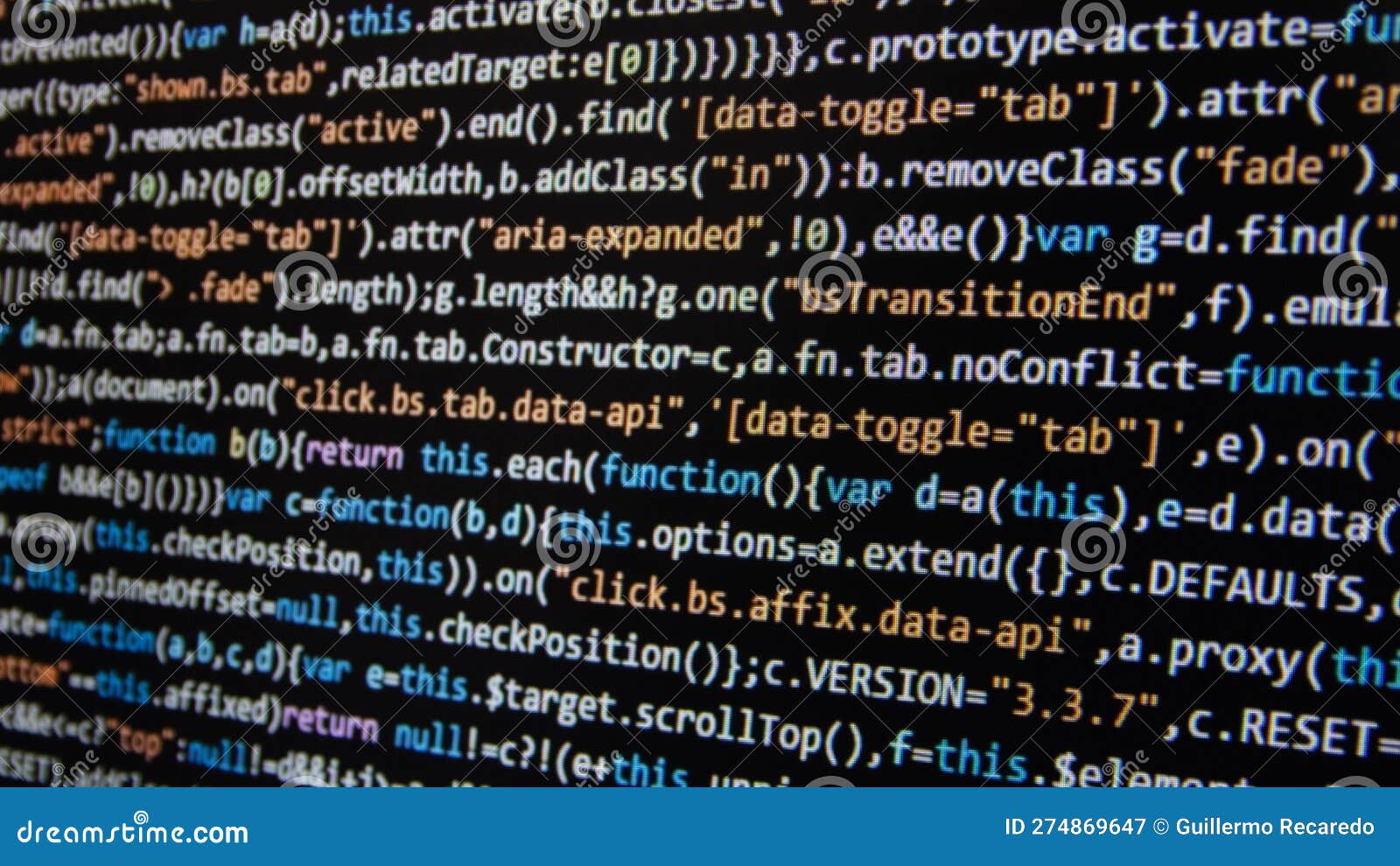 Software Development Programmer Coding On The Computer Monitor Close