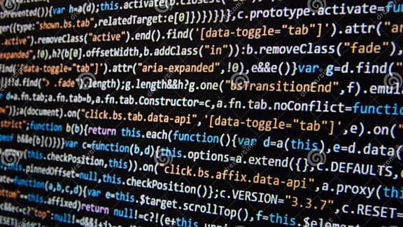 Software Development. Programmer Coding on the Computer Monitor. Close ...