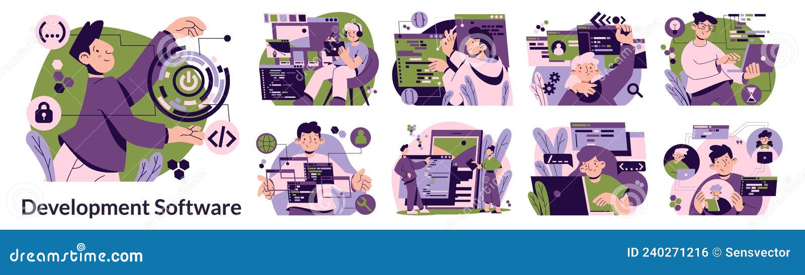 Software Development, Programmers Coding Vector Stock Vector ...
