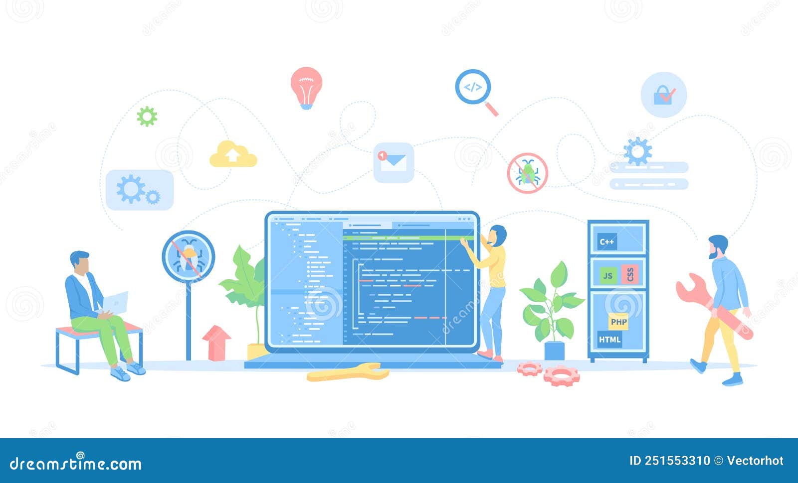 Software Development, Programming, App Making. Programmers Team Working ...