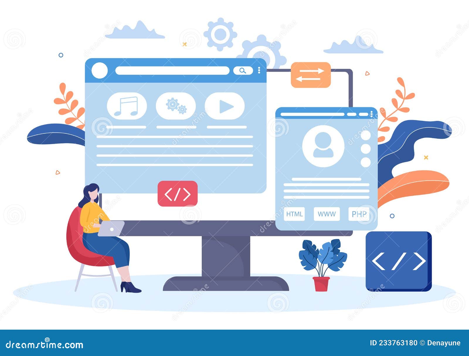 Software Development and Programming Code on Computer Vector ...