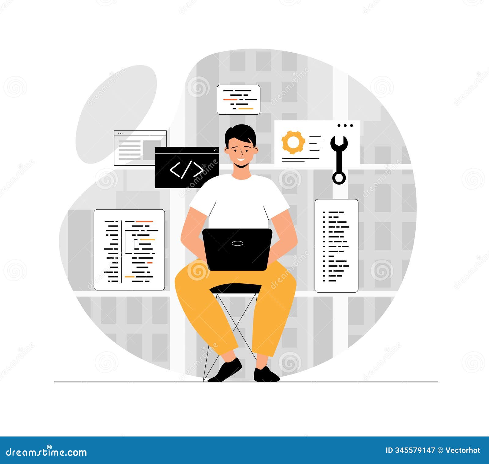 Software Development, Programming, Coding. Man Write Code, Settings and ... Software Development, Programming, Coding. Man Write Code, Settings and ...
