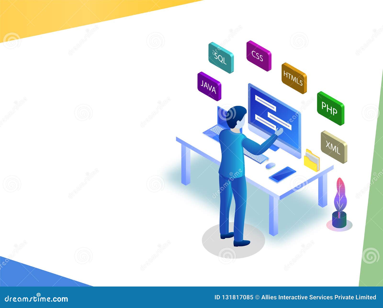 Software Development or Programming Concept Based Isometric Design, Analyst or Developer Fixing ...