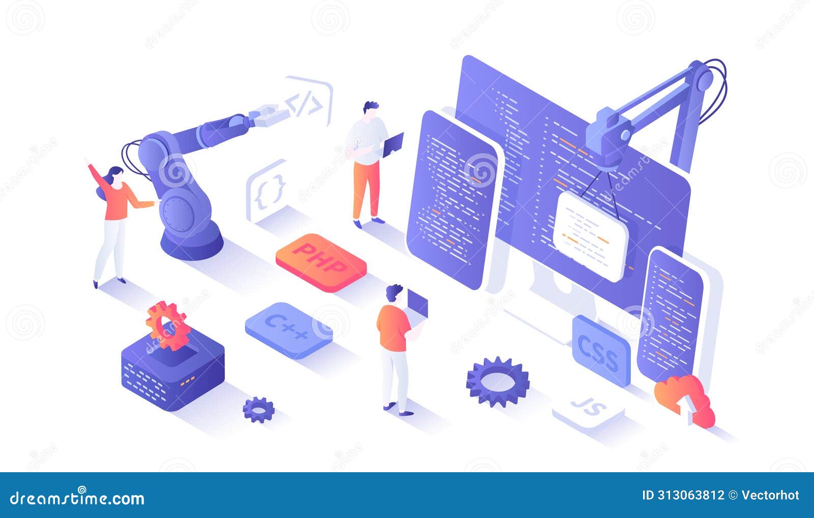 Software Development Programming Engineering Coding Testing And Bug Fixing Stock Vector 3571