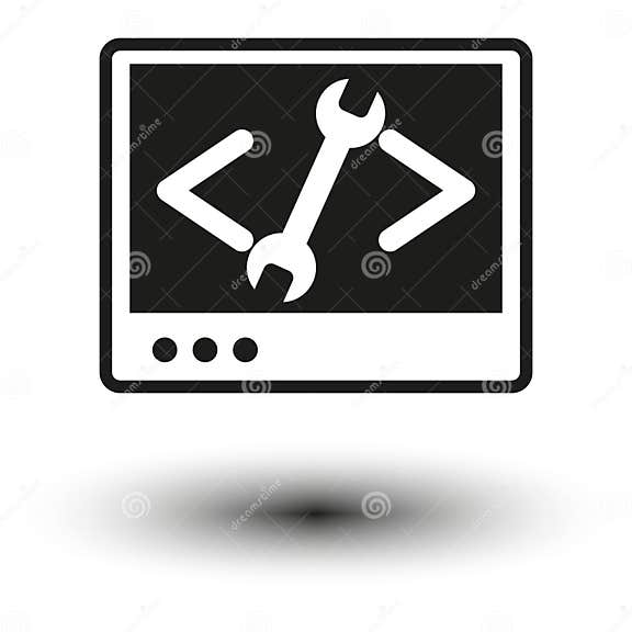 Software Development And Programming Icon Coding Tools On Screen Web Development Concept