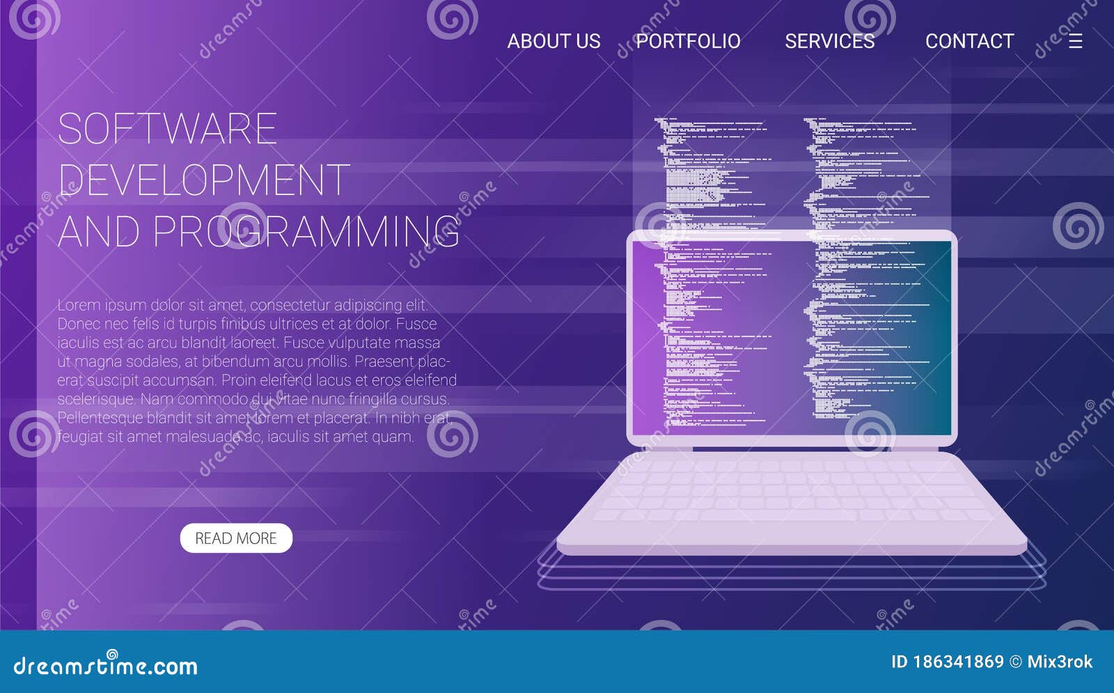 Software Development And Programming Program Code On Laptop Screen Big Data Processing