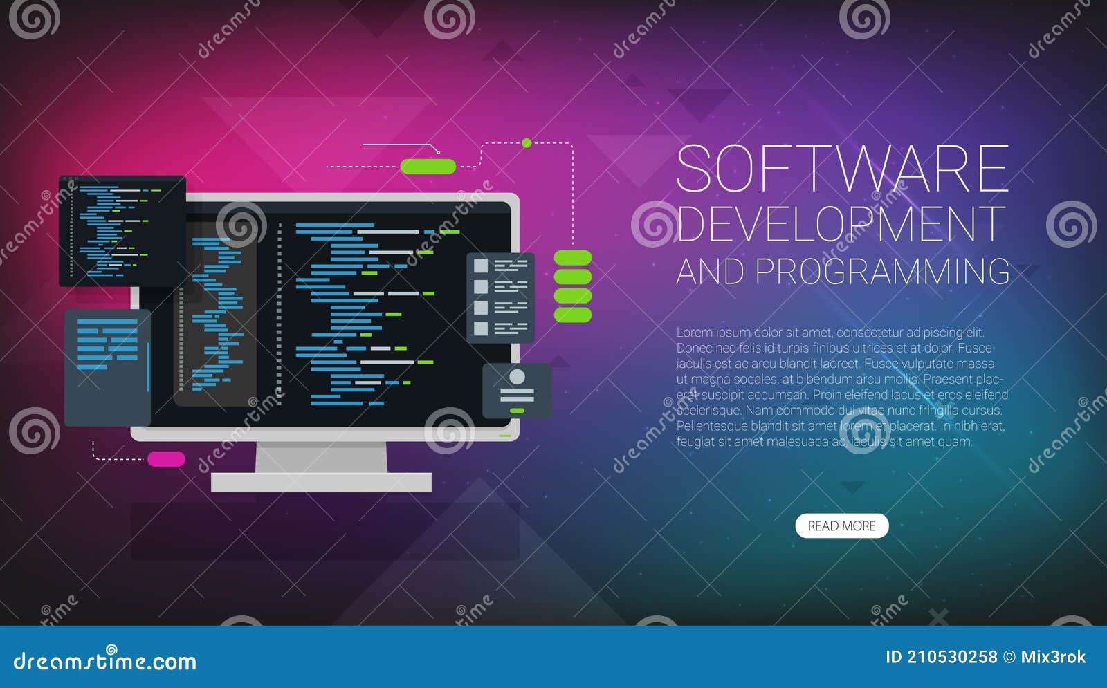 Software Development And Programming Program Code On Laptop Screen Big Data Processing