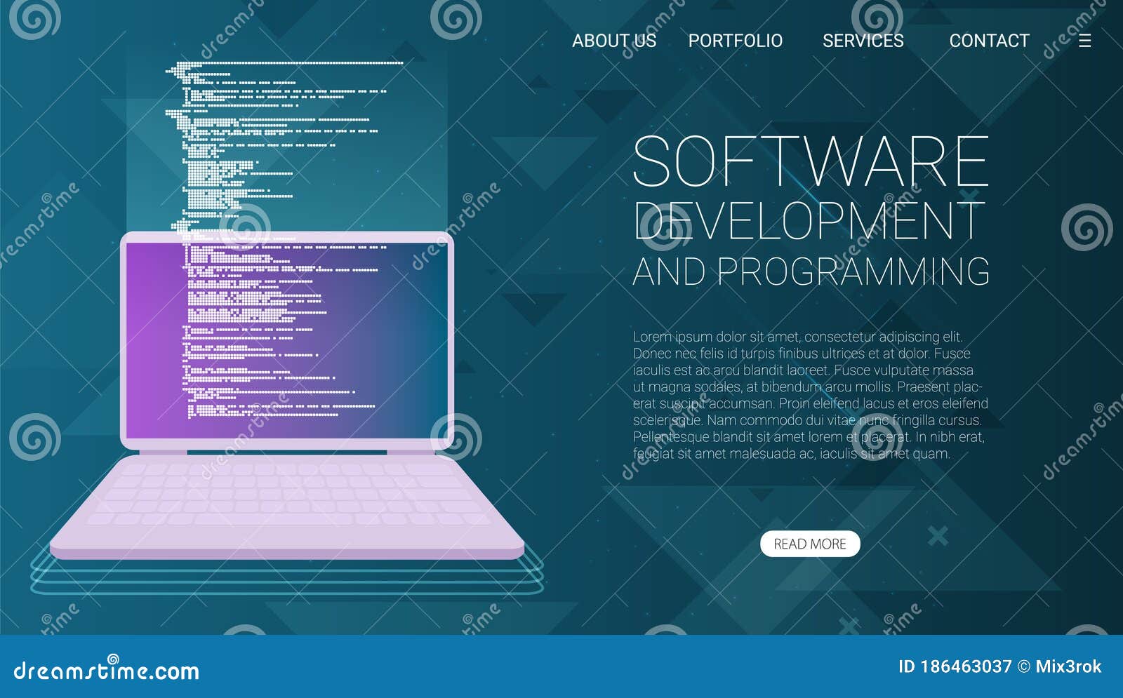 Software Development and Programming, Program Code on Laptop Screen, Big Data Processing ...