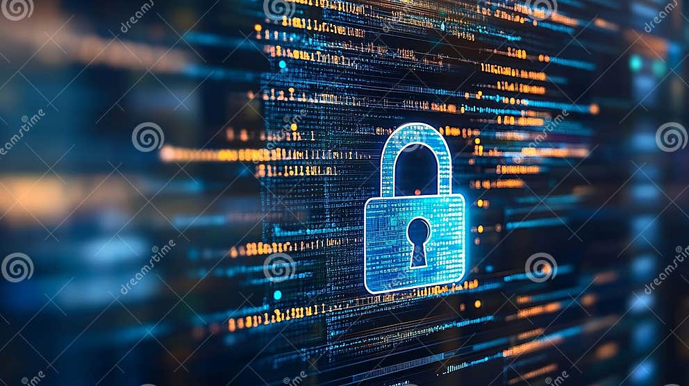 Software Development Security Code with Padlock Icon on Screen ...