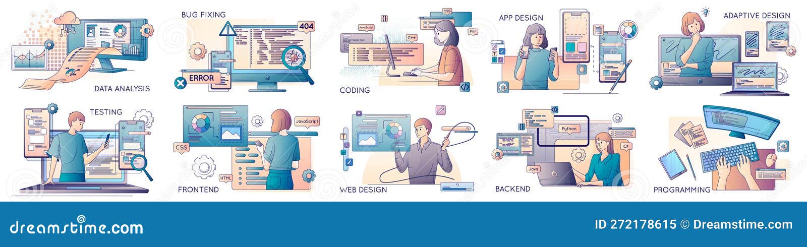 Software Development Set stock vector. Illustration of work - 272178615 Software Development Set stock vector. Illustration of work - 272178615