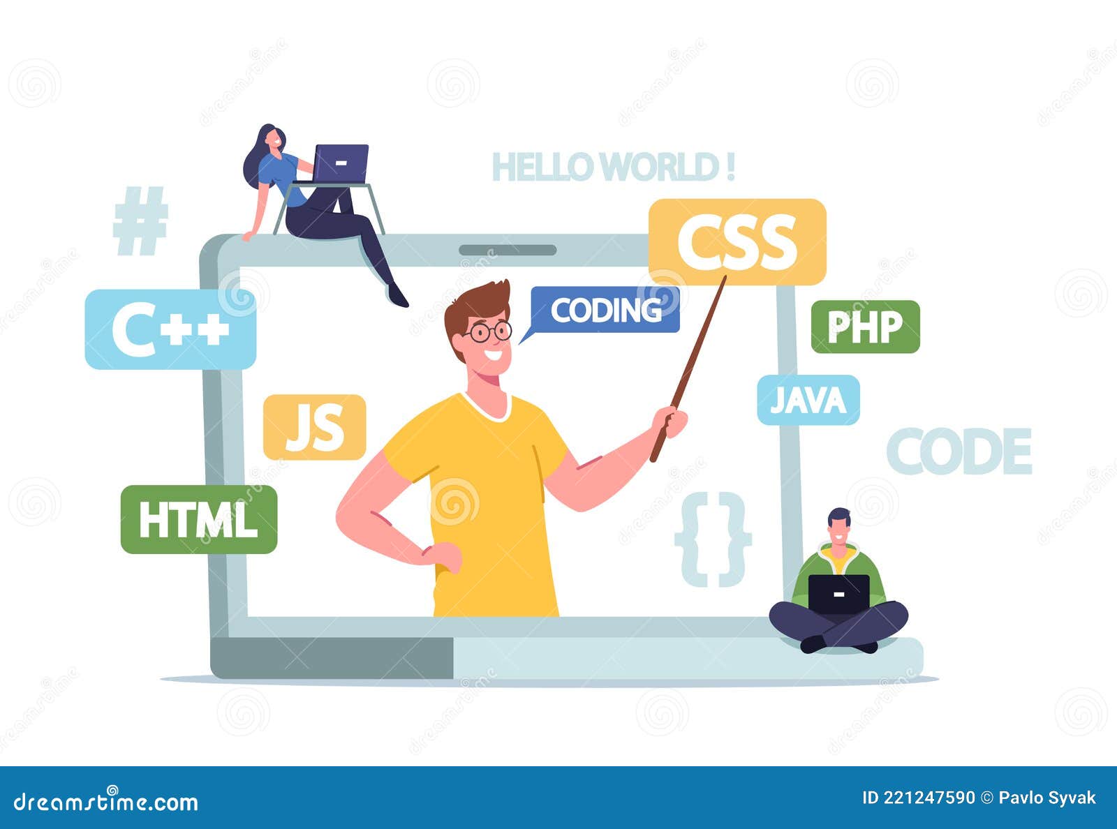 Software Development Studying. Tutor Explain To Students Programmers ...