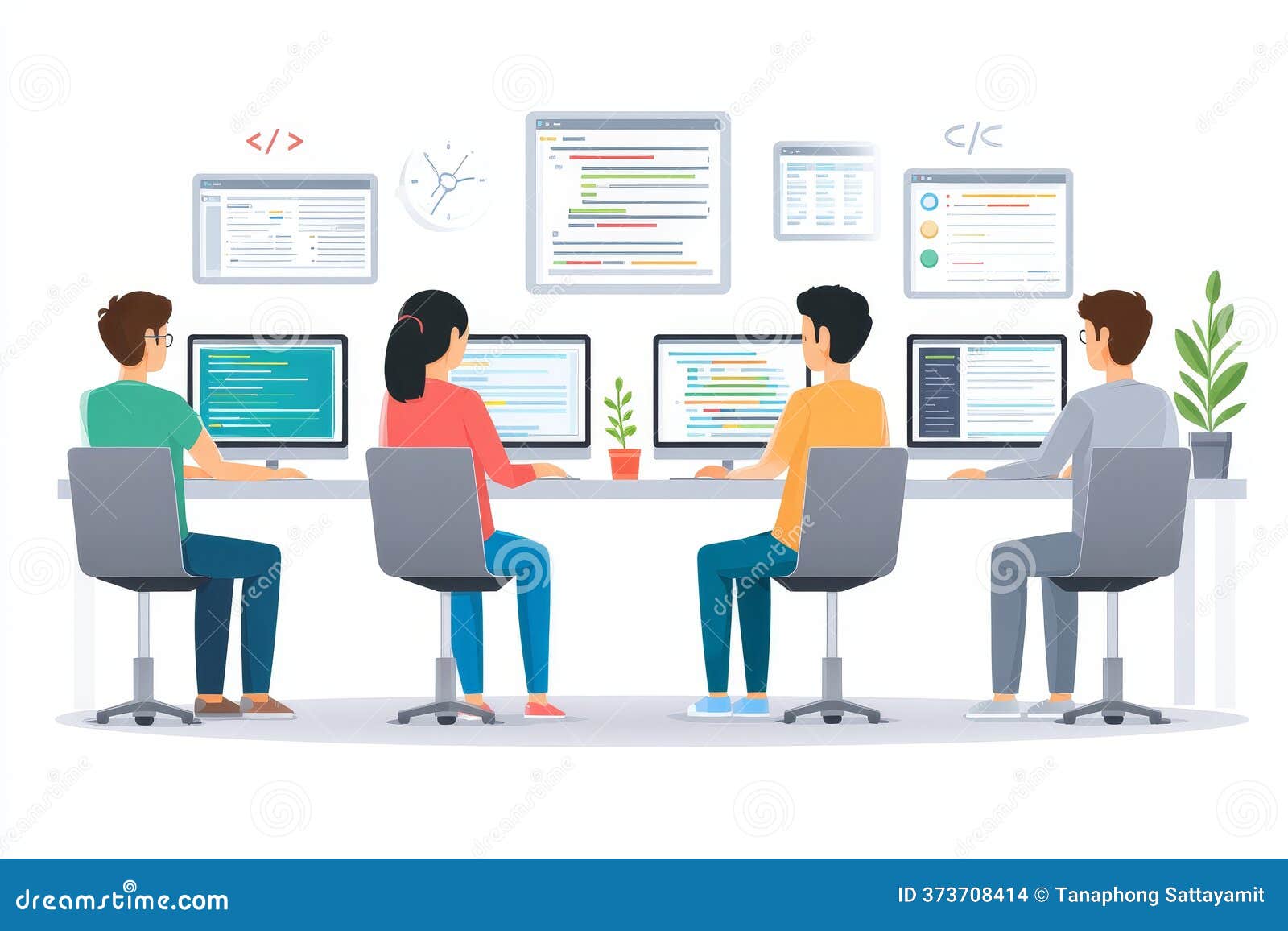 Programmers Work Isometric Background Composition Vector Illustration | CartoonDealer.com #211782402