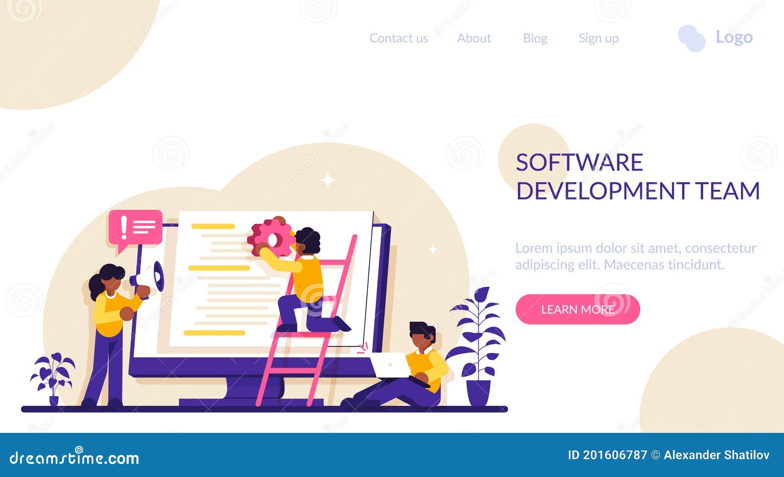 Software Development Team Concept. People Configure the Application. Back End Development Stock ...