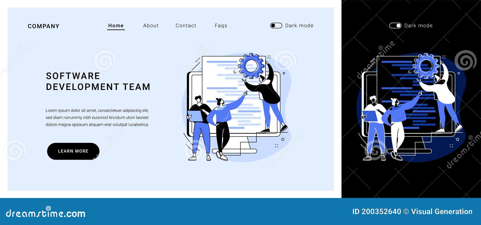 Software Development Team Vector Concept Landing Page. Stock Vector ...