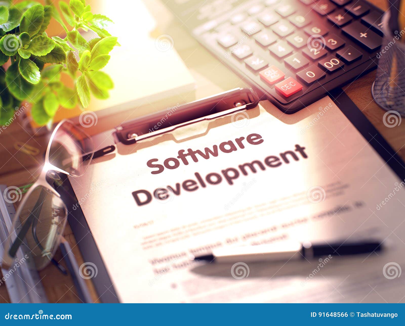 Software Development - Text on Clipboard. 3d. Stock Illustration ...