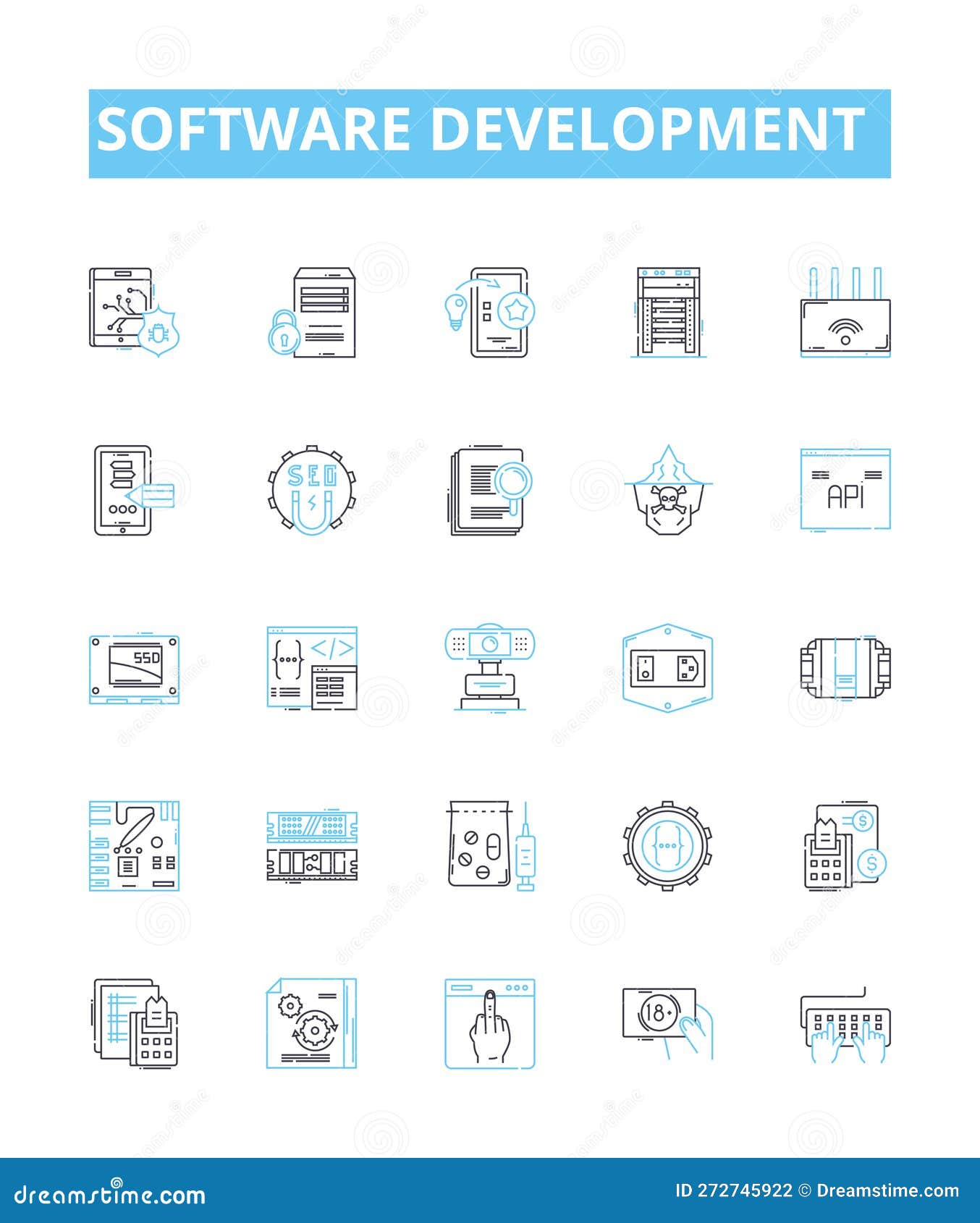 Software Development Vector Line Icons Set Software Development Programming Coding