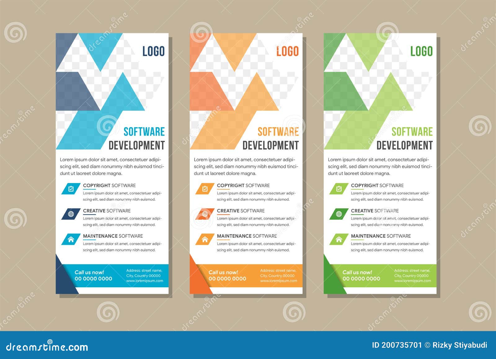 Software Development Vertical Banner Use Triangle and Diagonal Element ...