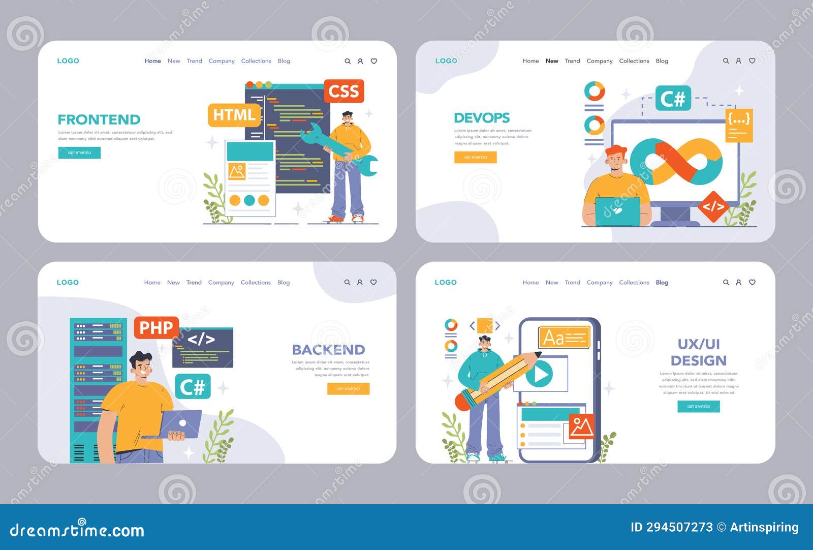 Software Development Web Banner or Landing Page Set. Coding, Stock ... Software Development Web Banner or Landing Page Set. Coding, Stock ...