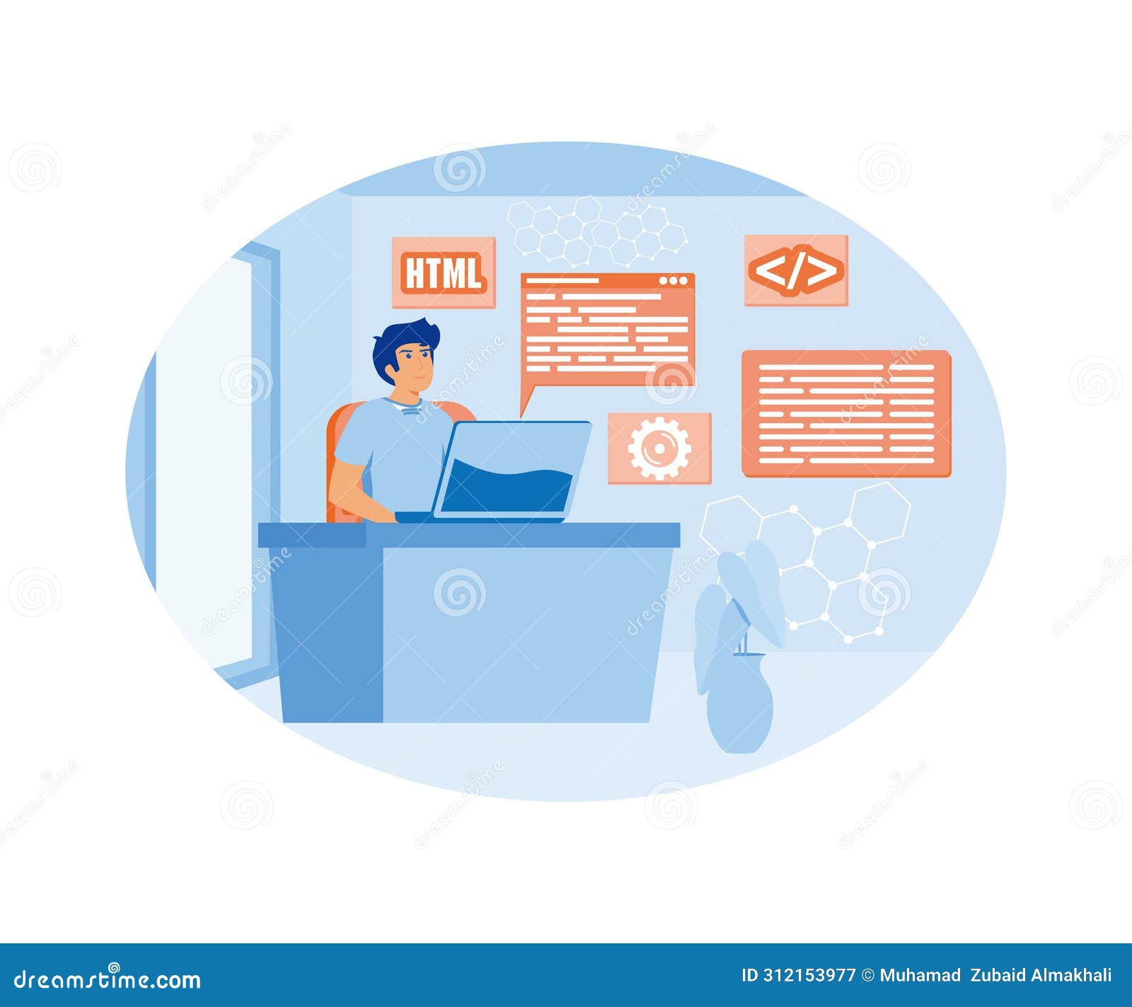 Software Engineer Concept. Web Design and Development, Programmer and ...