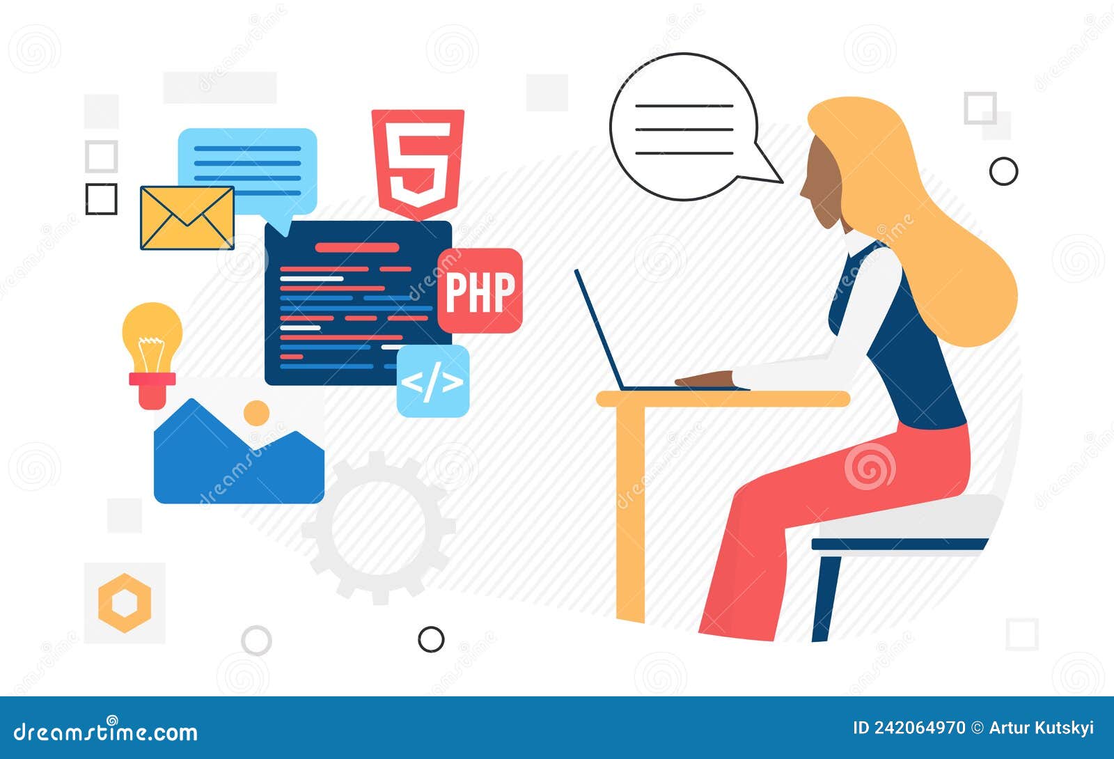 Software Engineer Developer Building Backend Webpage Stock Vector Illustration Of Interface