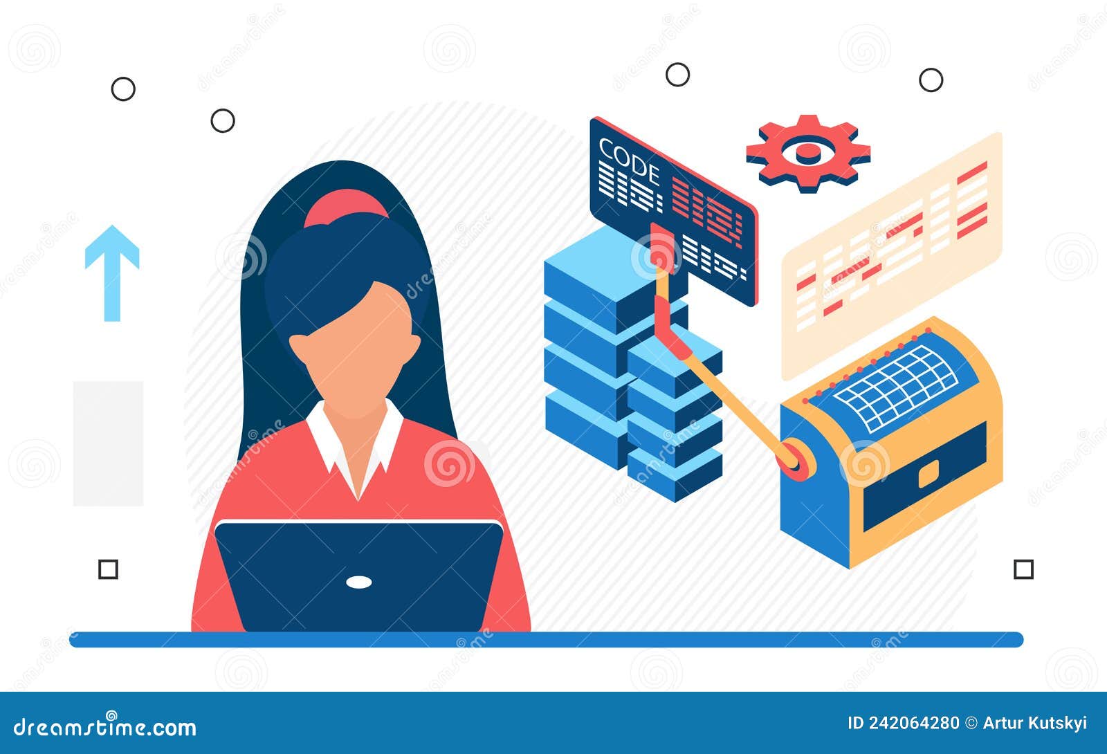 Software Engineer Developer Maintaining Database System Stock Vector ...