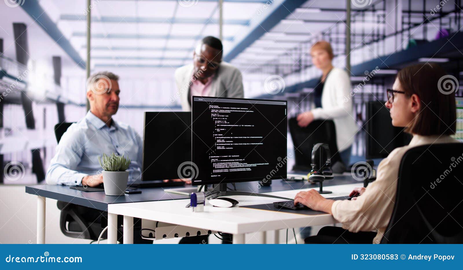 Software Engineer Developer Using Desktop Computer Stock Image - Image ...