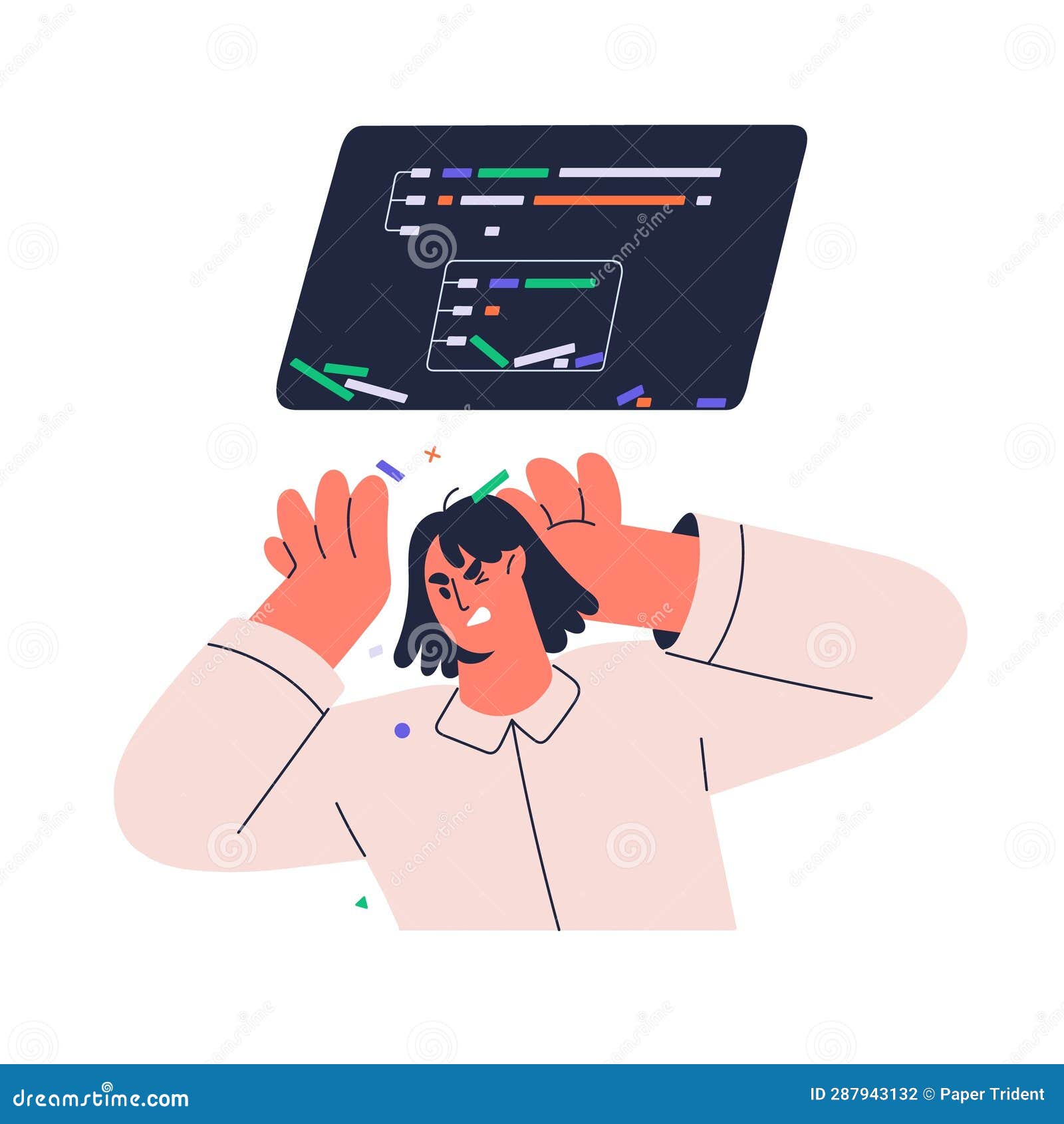 Software Engineer Makes Bug Concept Coder Search Problem Upset Programmer Work With Error