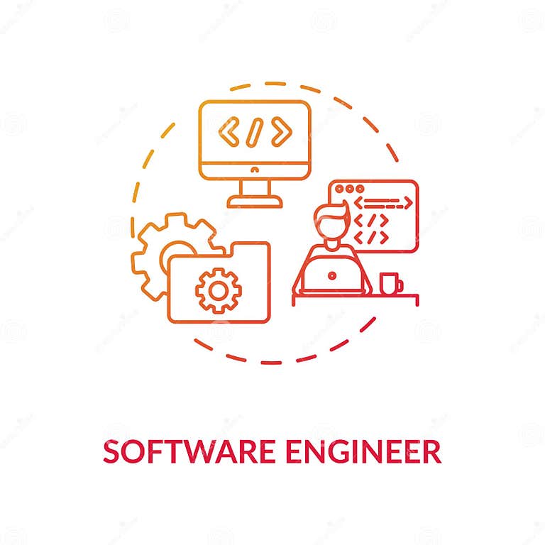 Software Engineer Red Gradient Concept Icon Stock Vector - Illustration ...