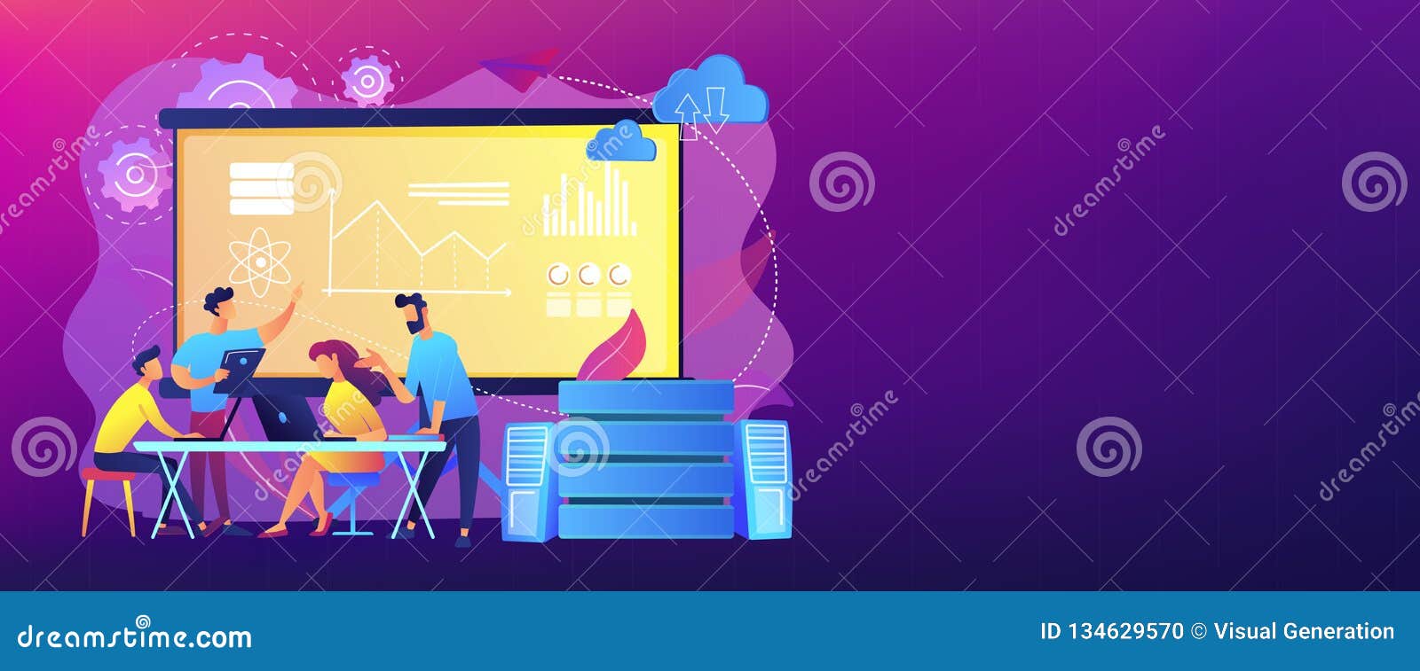 Big Data Conference Concept Banner Header Stock Vector Illustration