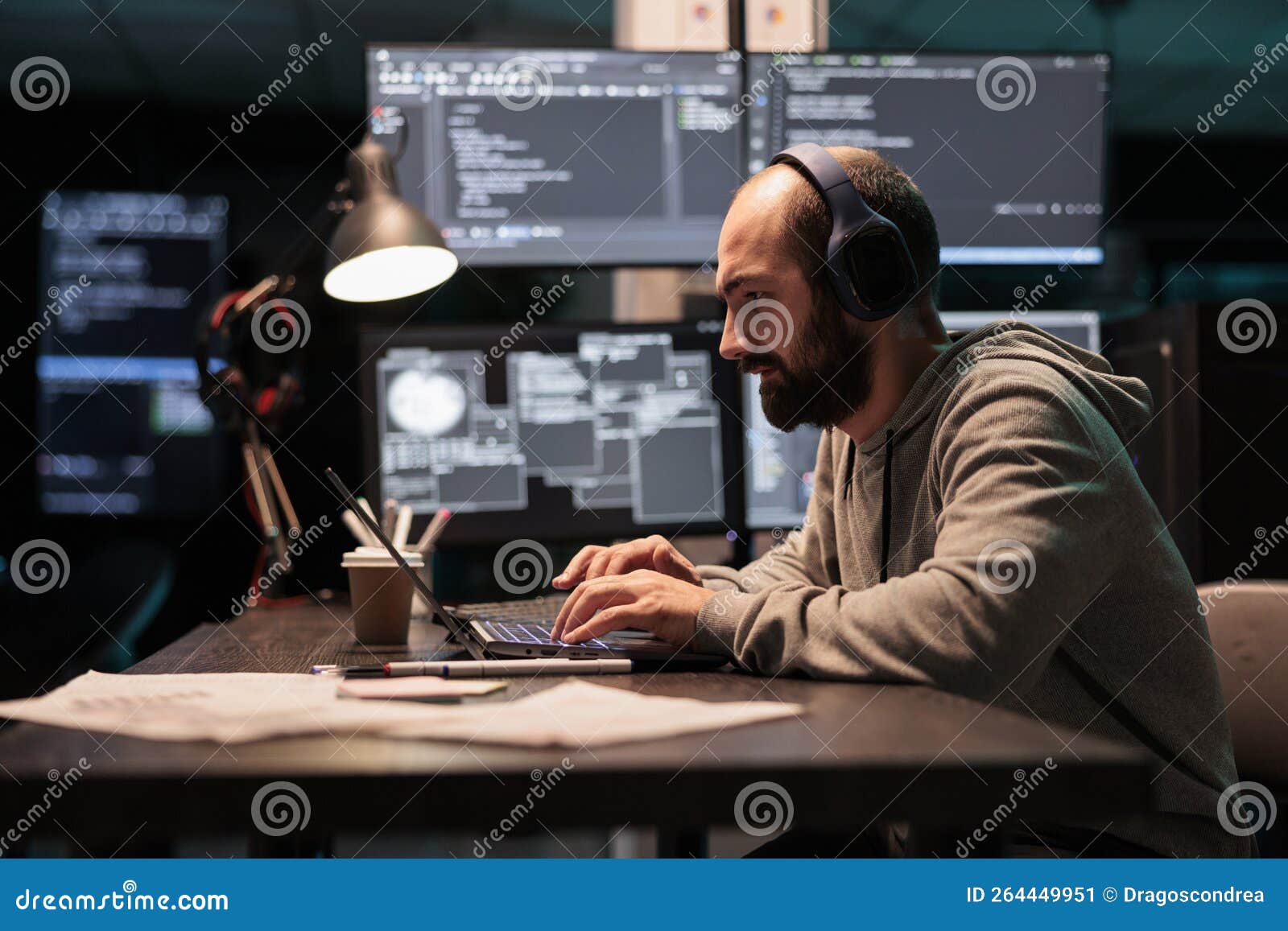 Software Engineer Typing Code And Creating Algorithm Stock Image Image Of Cyber Code 264449951