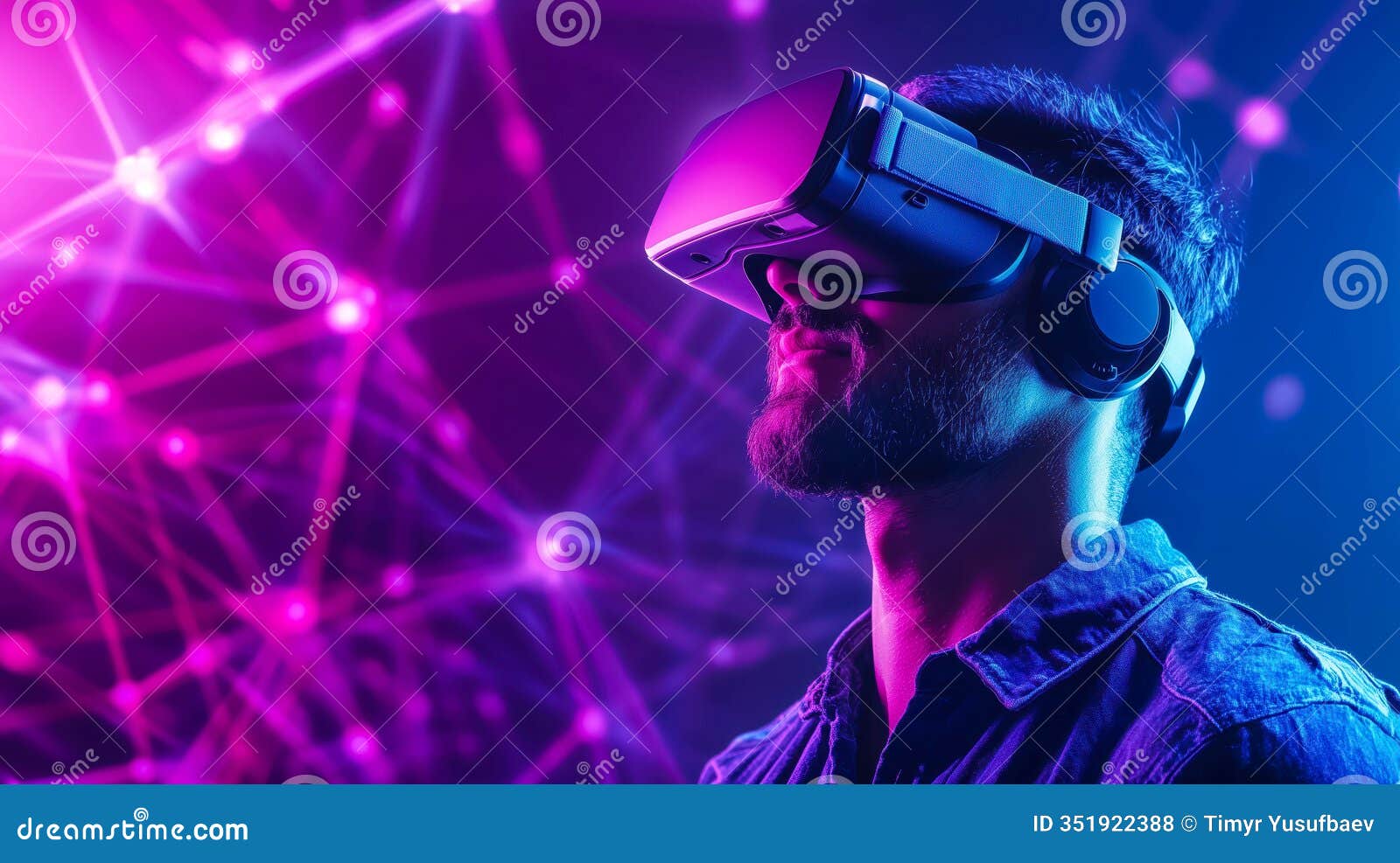 Software Engineer Wearing Vr Headset Exploring Virtual Reality ...