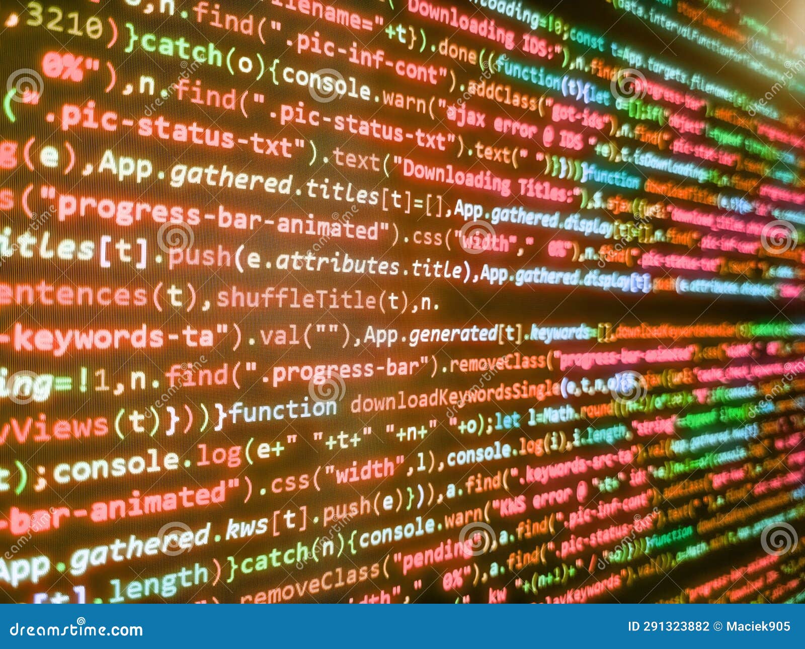 Software Engineer at Work. Digital Binary Data on Computer Screen. Programming Source Code ...