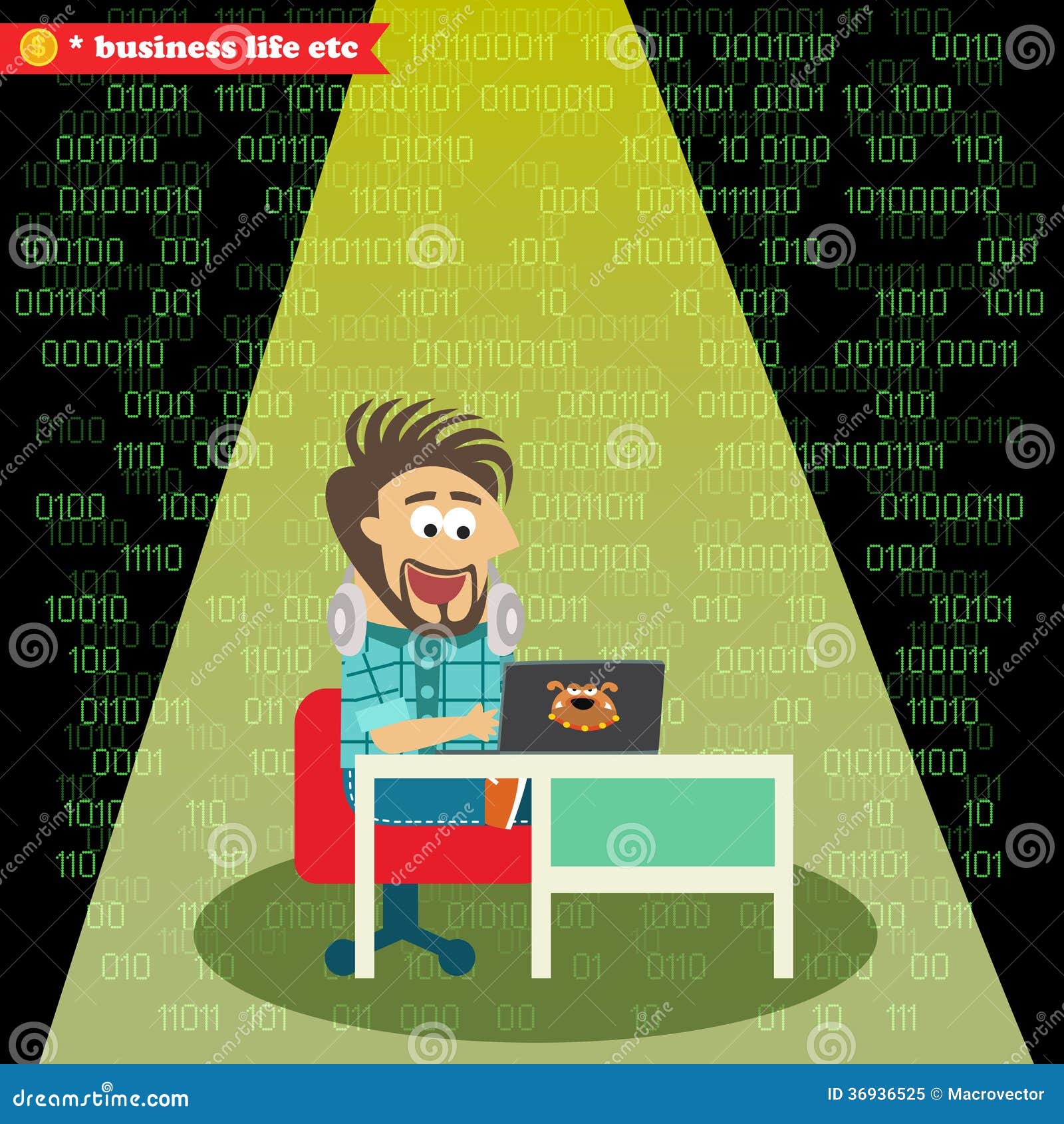 Software Engineer Working on His Notebook Stock Vector - Illustration ...