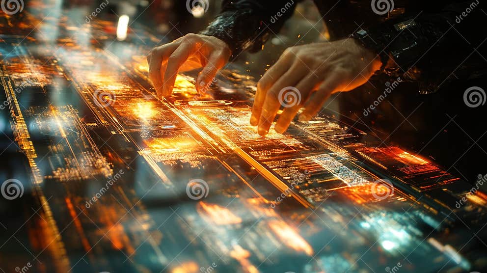 Software Engineer Working with Holographic Interface with Augmented ...