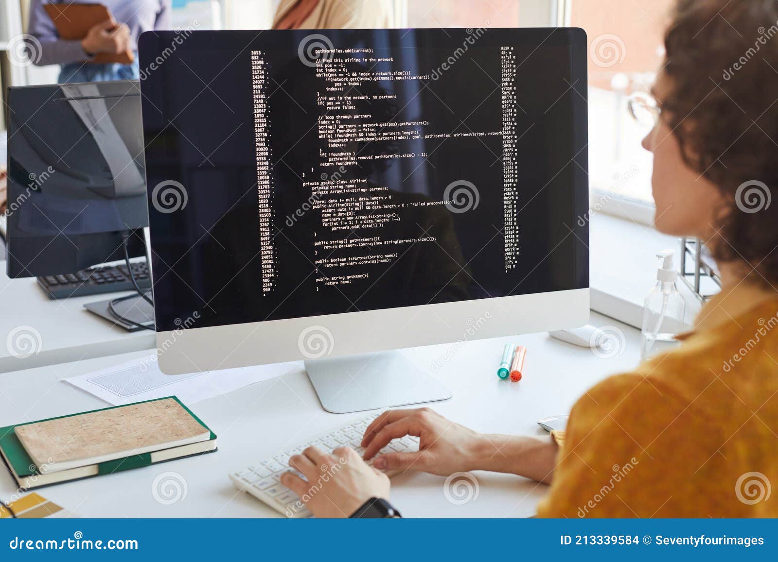 Software Engineer Writing Code at Computer Stock Photo - Image of ... Software Engineer Writing Code at Computer Stock Photo - Image of ...