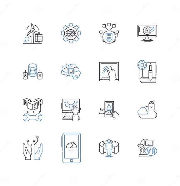 Software Engineering Line Icons Collection Code Algorithms Debugging Programming