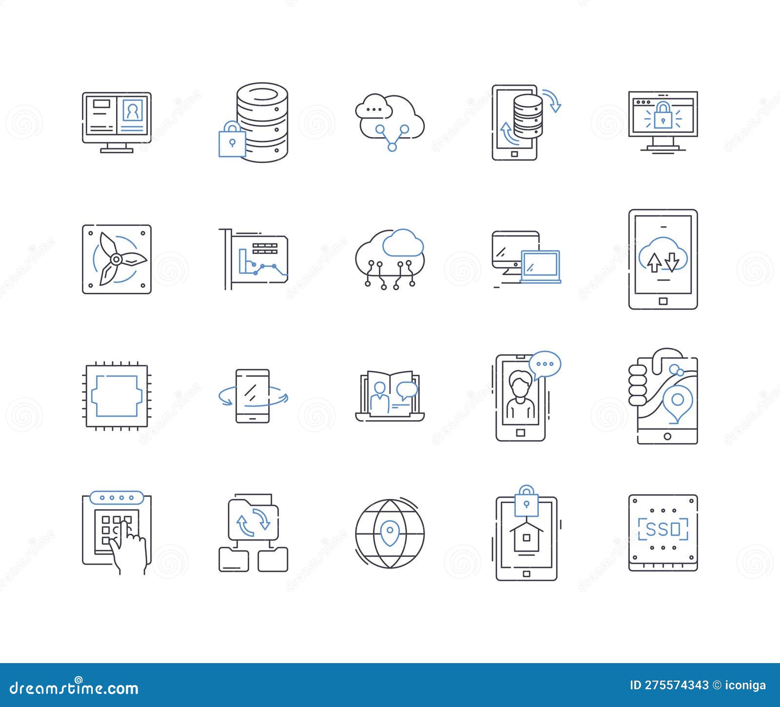Software Engineering Line Icons Collection Development Algorithms Debugging Coding Database